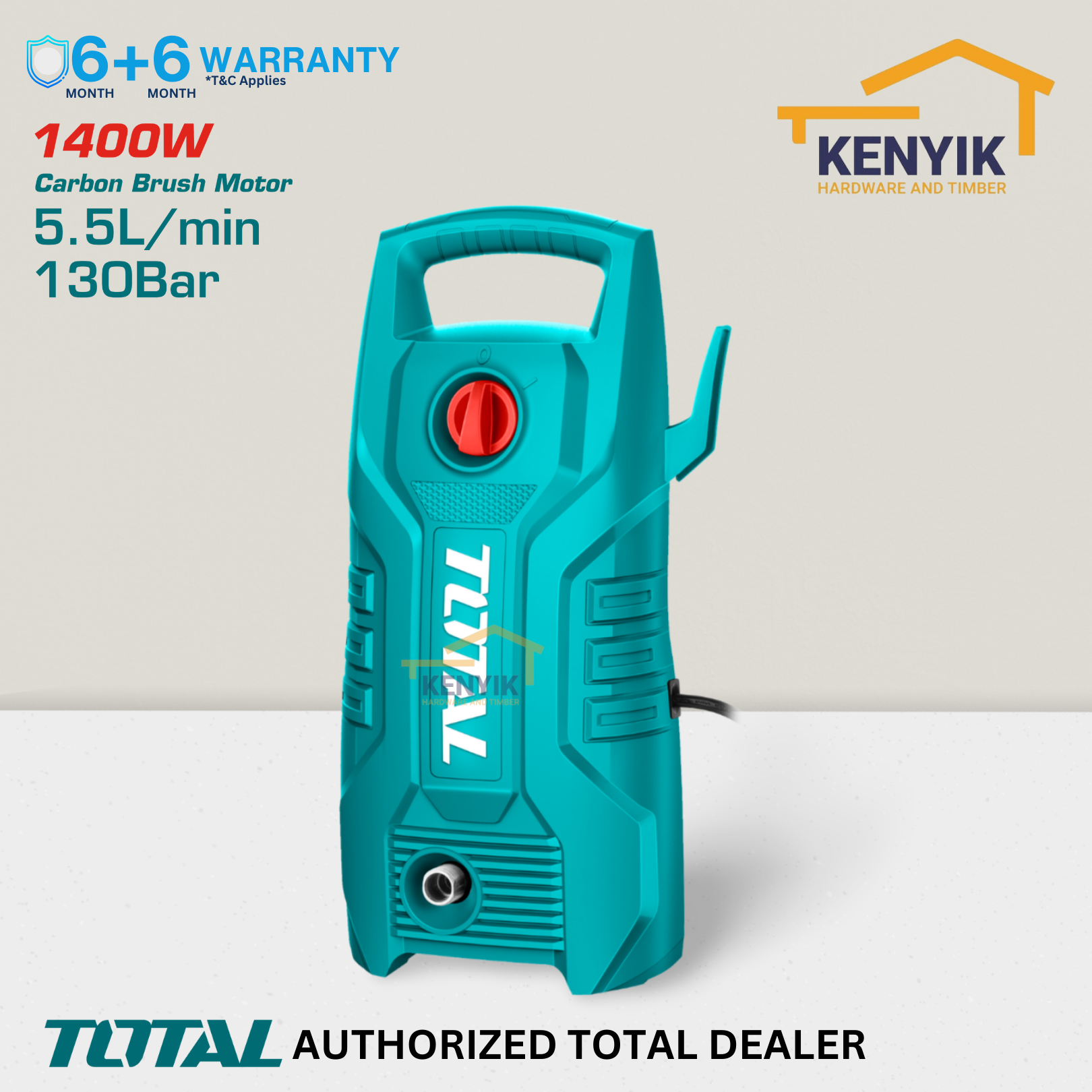 TOTAL 1400W High Pressure Washer / Water Jet (TGT11316)